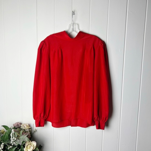 Liz Claiborne | Tops | Vintage Liz Clairborne Cherry Red Back Tie ...